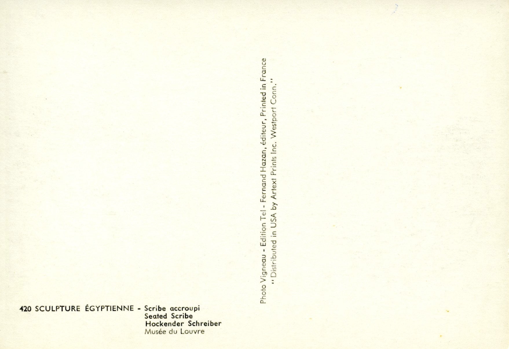 Scribe Accroupi, Sculpture Egyptienne - 4 X 6 Inches (10 Postcards ...