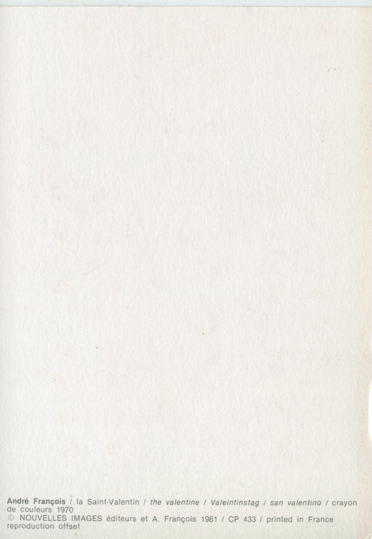 La Saint-Valentin by André François - 4 X 6 Inches (10 Postcards ...