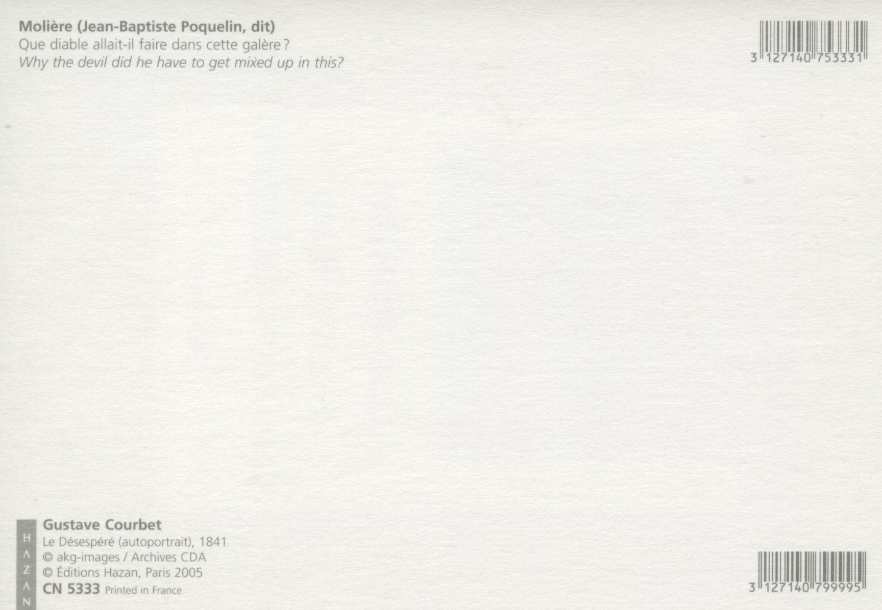 Le Désespéré by Gustave Courbet - 4 X 6 Inches (10 Postcards ...