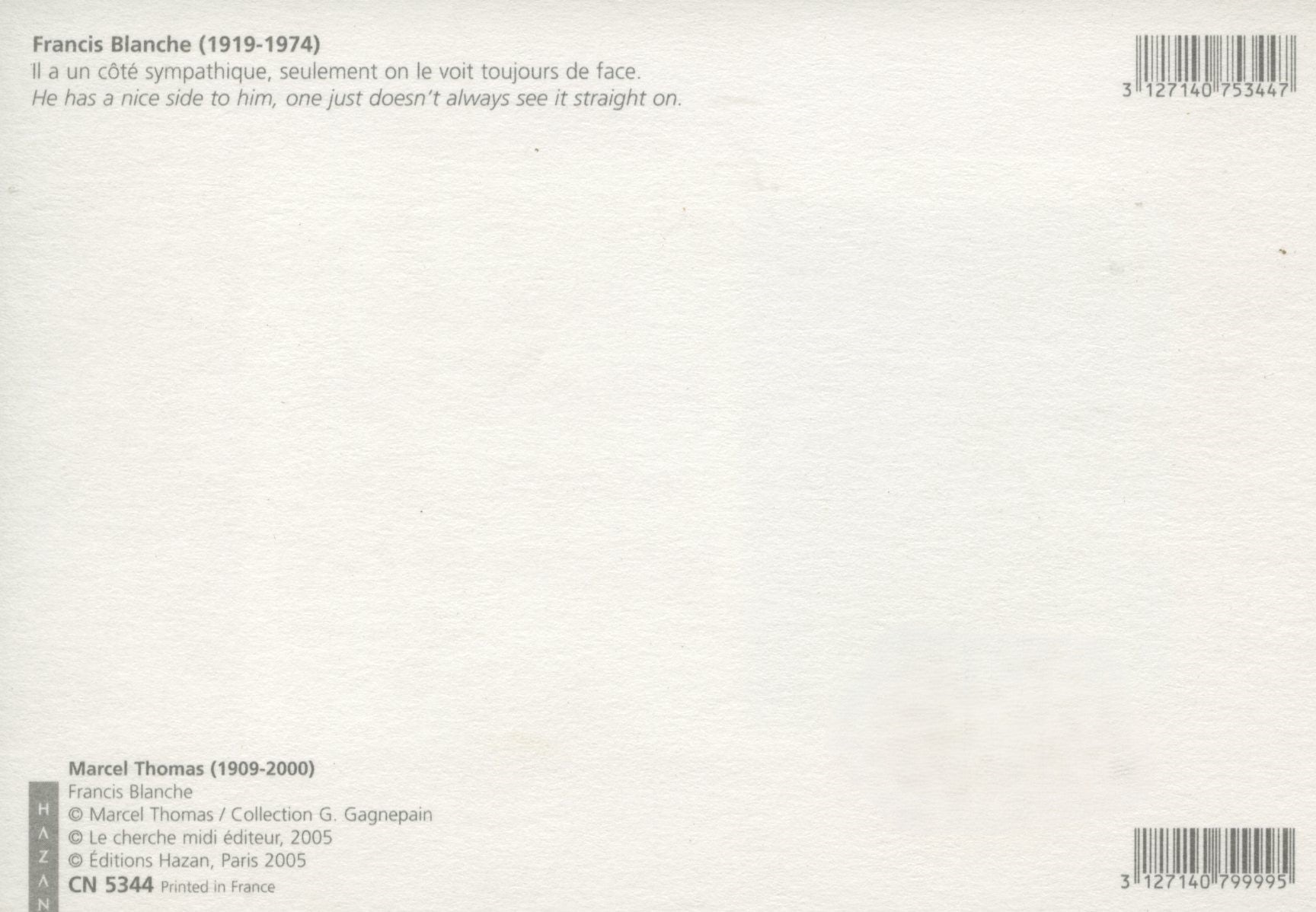 Francis Blanche by Marcel Thomas - 4 X 6 Inches (10 Postcards ...