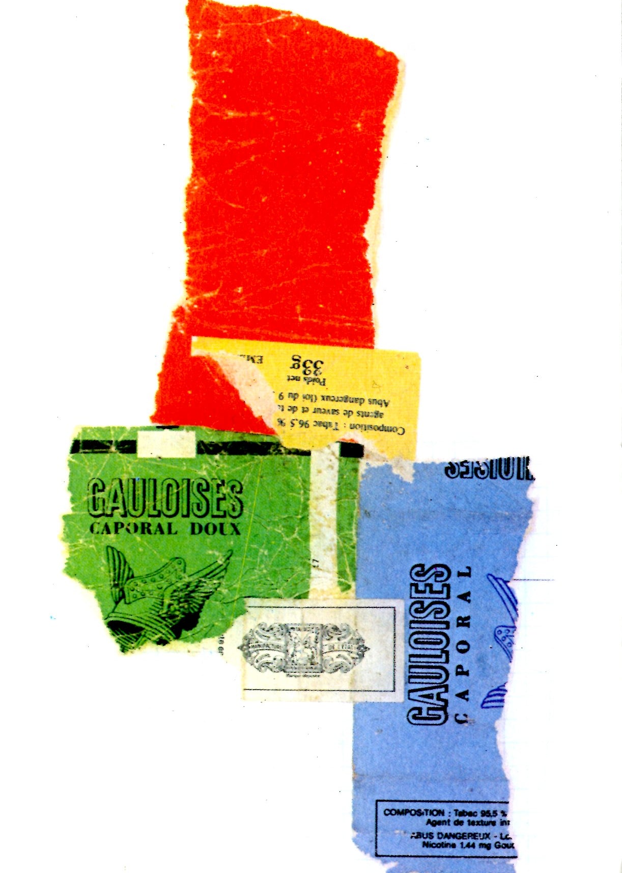 Paquets de gauloises bleues, de gauloises vertes et de caporal rouge b ...