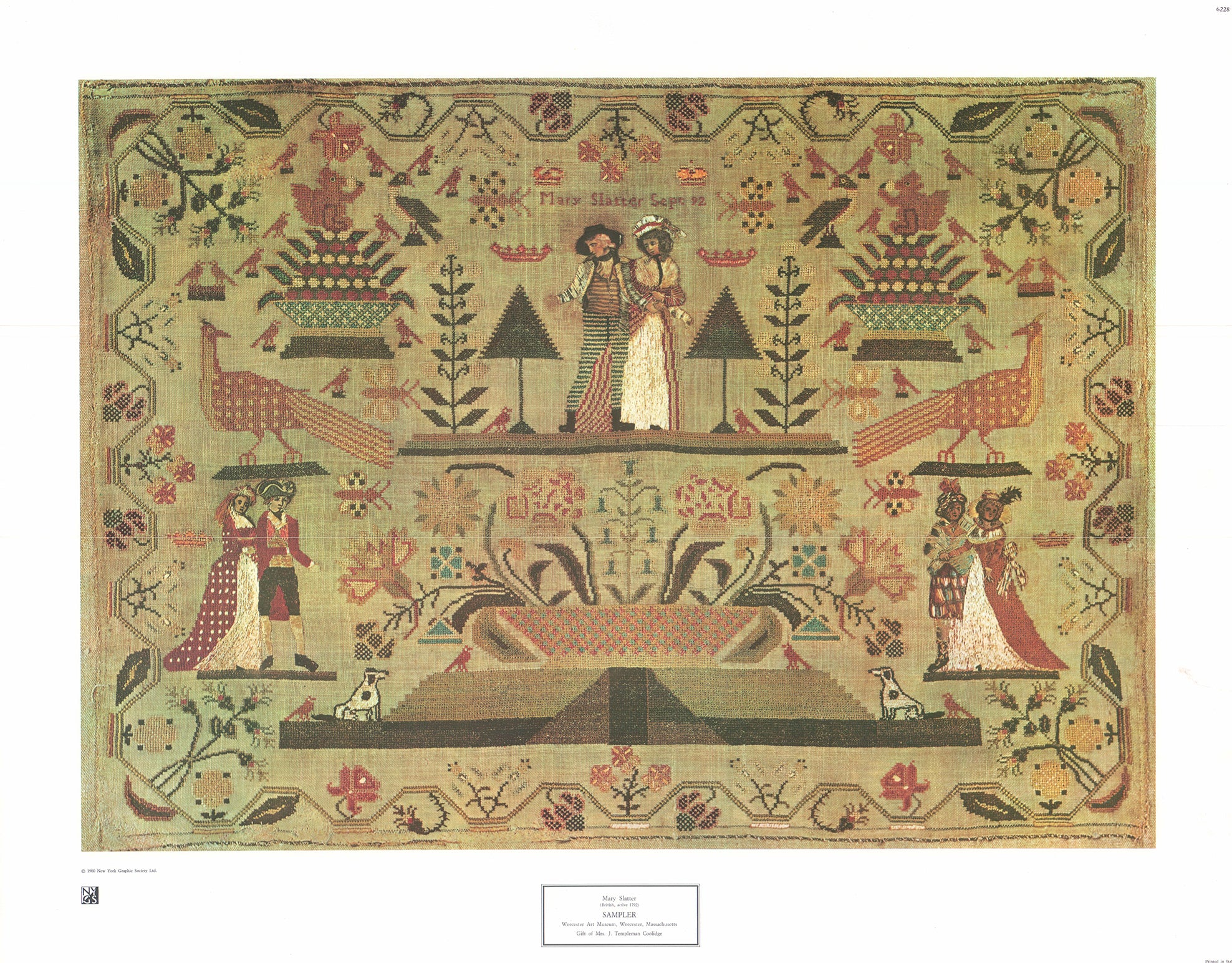 Sampler, 1792 by Mary Slatter - 22 X 28 Inches (Art Print) – Artistica ...