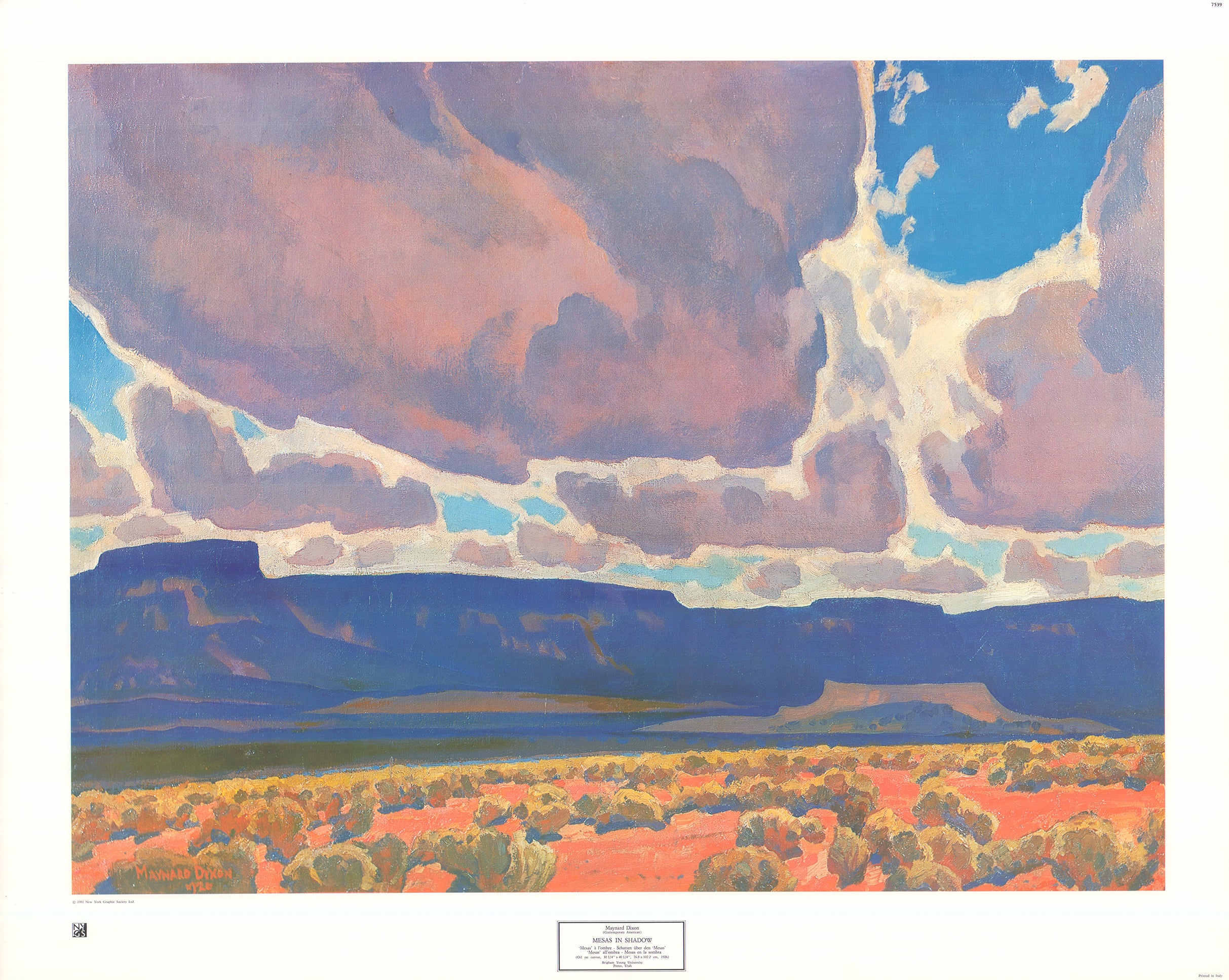 Mesas in Shadow by Maynard Dixon - 28 X 34 Inches (Art Print ...