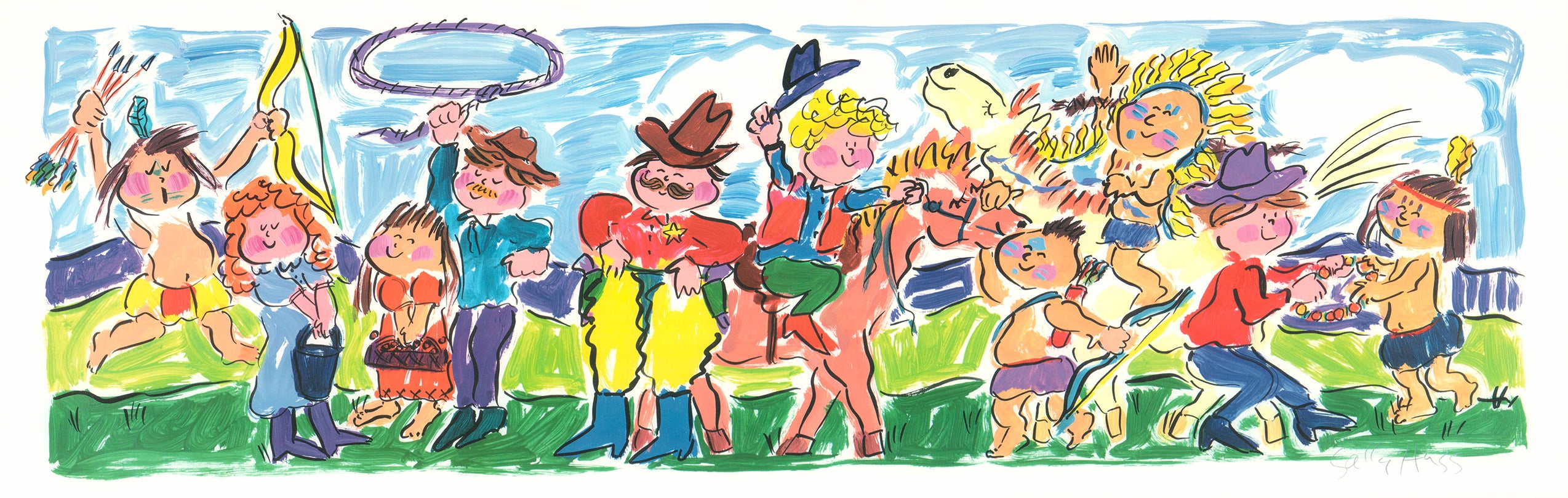 Cowboys and Indians by Sally Huss - 12 X 36 Inches (Art Print ...