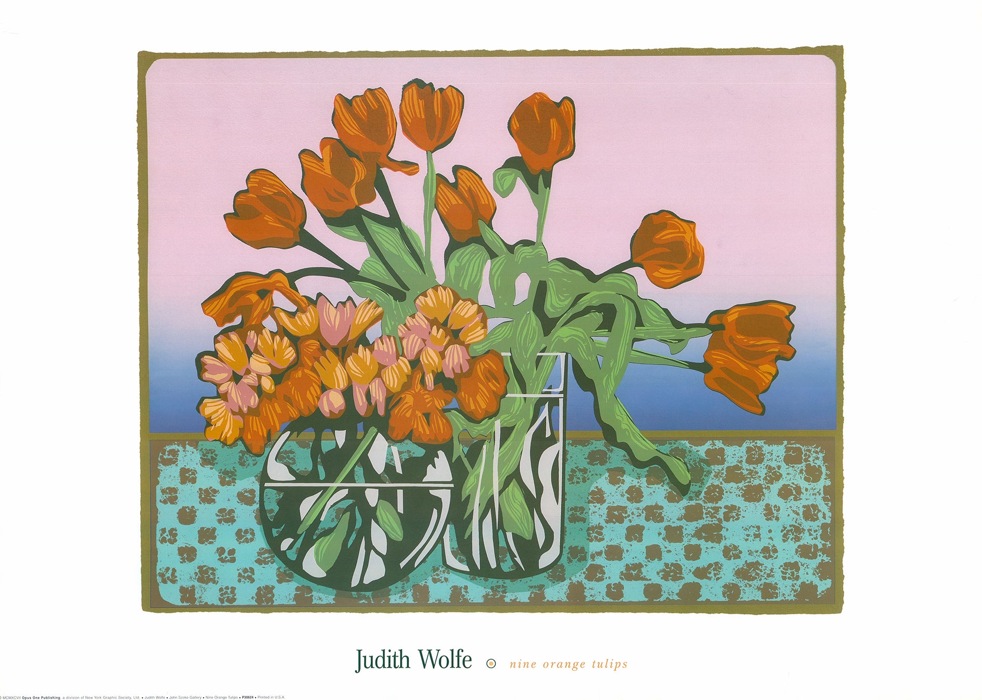 Nine Orange Tulips by Judith Wolfe - 20 X 28 Inches (Art Print ...