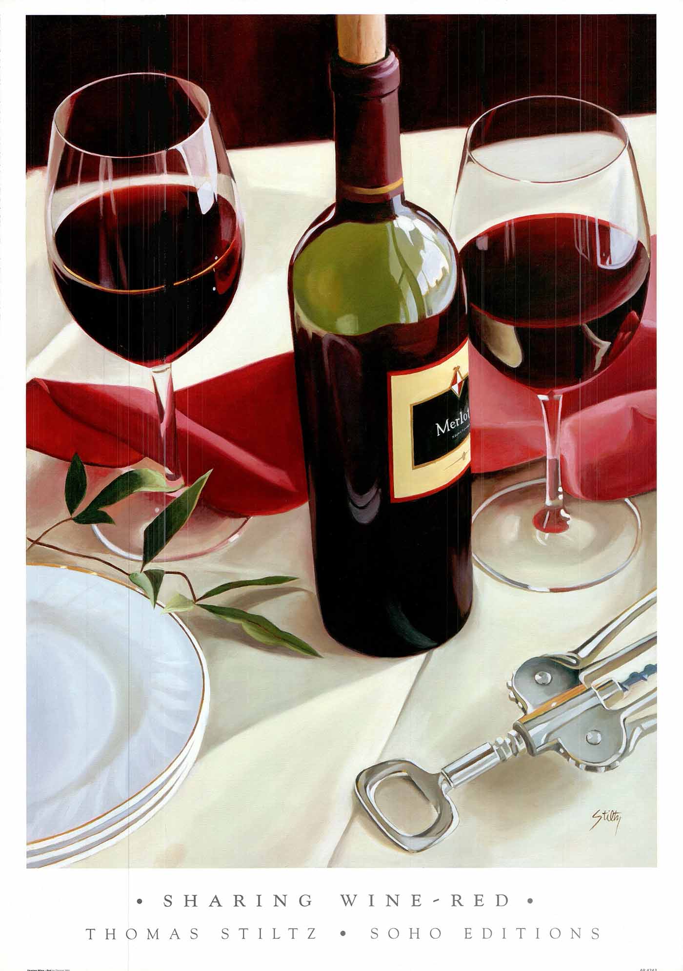 Sharing Wine-Red by Thomas Stiltz - 20 X 28 Inches (Art Print ...