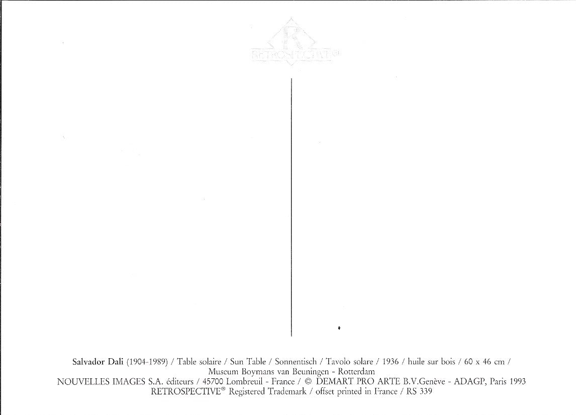 Table Solaire, 1936 by Salvador Dali - 4 X 6 Inches (10 Postcards ...