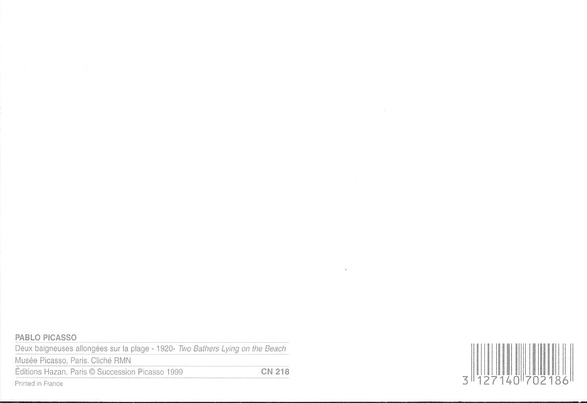 Two Bathers Lying on the Beach, 1920 by Pablo Picasso - 4 X 6 Inches ...