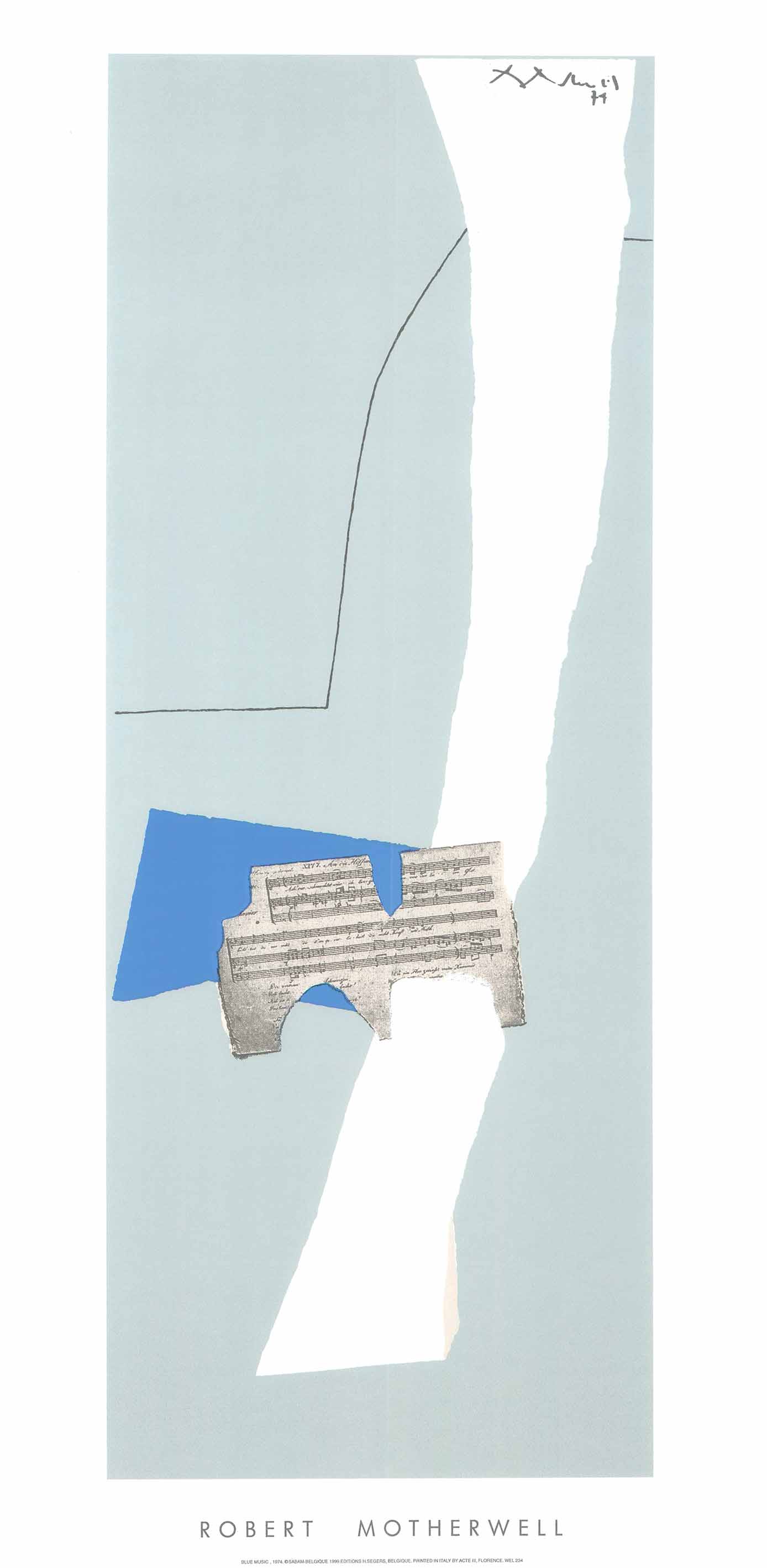 Blue Music, 1974 by Robert Motherwell - 20 X 40 Inches (Silkscreen ...
