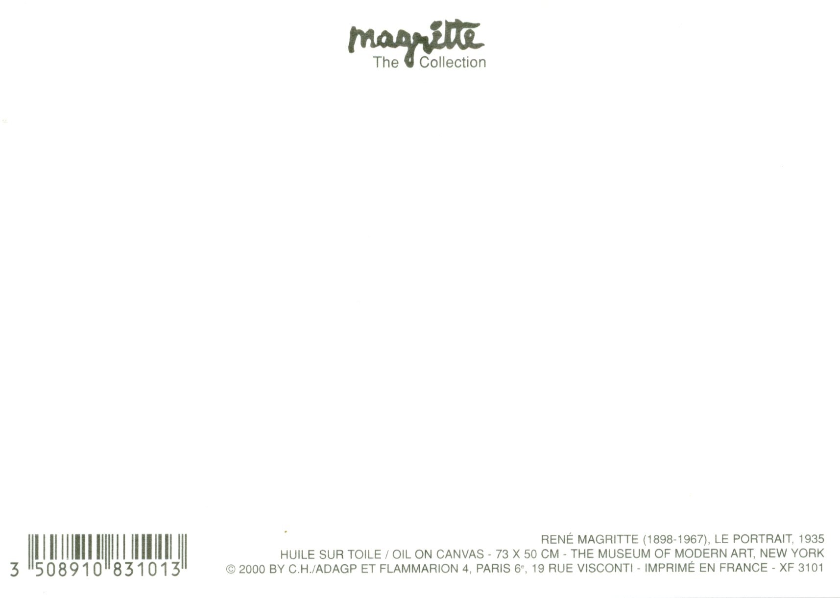 Le portrait, 1935 by René Magritte - 4 X 6 Inches (10 Postcards ...