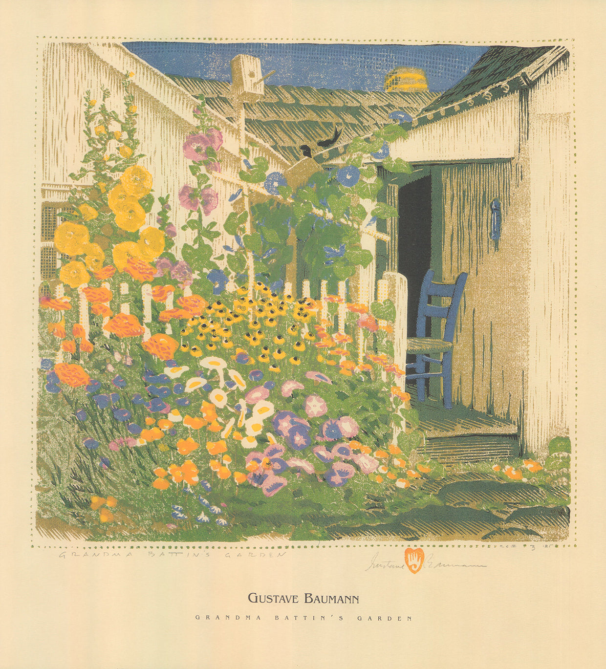 Grandma Battins Garden by Gustave Beaumann - 18 X 20 Inches (Offset Li ...