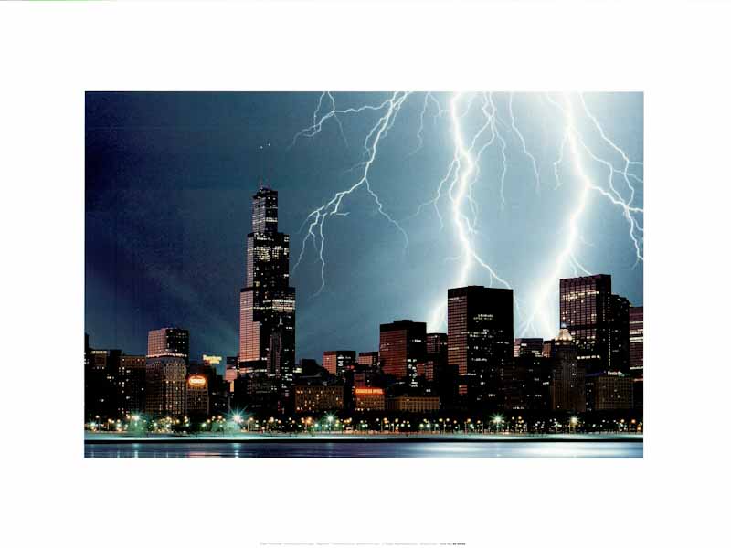 Lightning Over Chicago by Roger Ressmeyer - 12 X 16 Inches (Art Print ...