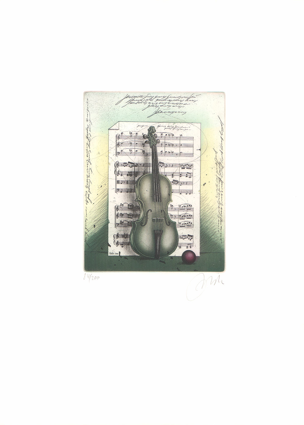 Violon by Udo Nolte - 14 X 20 Inches (Etching Titled, Numbered & Signe ...