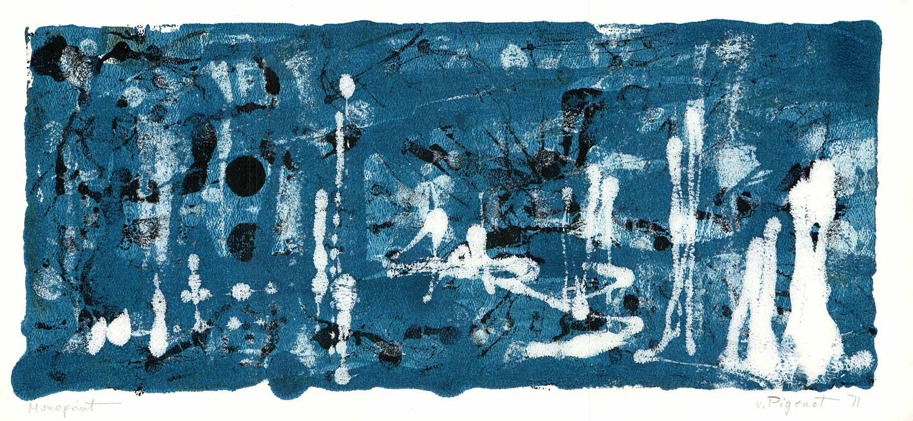 Monoprint # VI, 1971 by Traudl Pigenot-Markgraf - 12 X 26 Inches (Silk ...