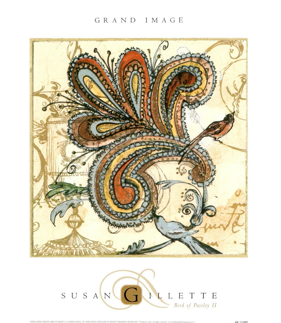 Bird of Paisley II by Susan Gillette - 14 X 15 Inches (Art print ...