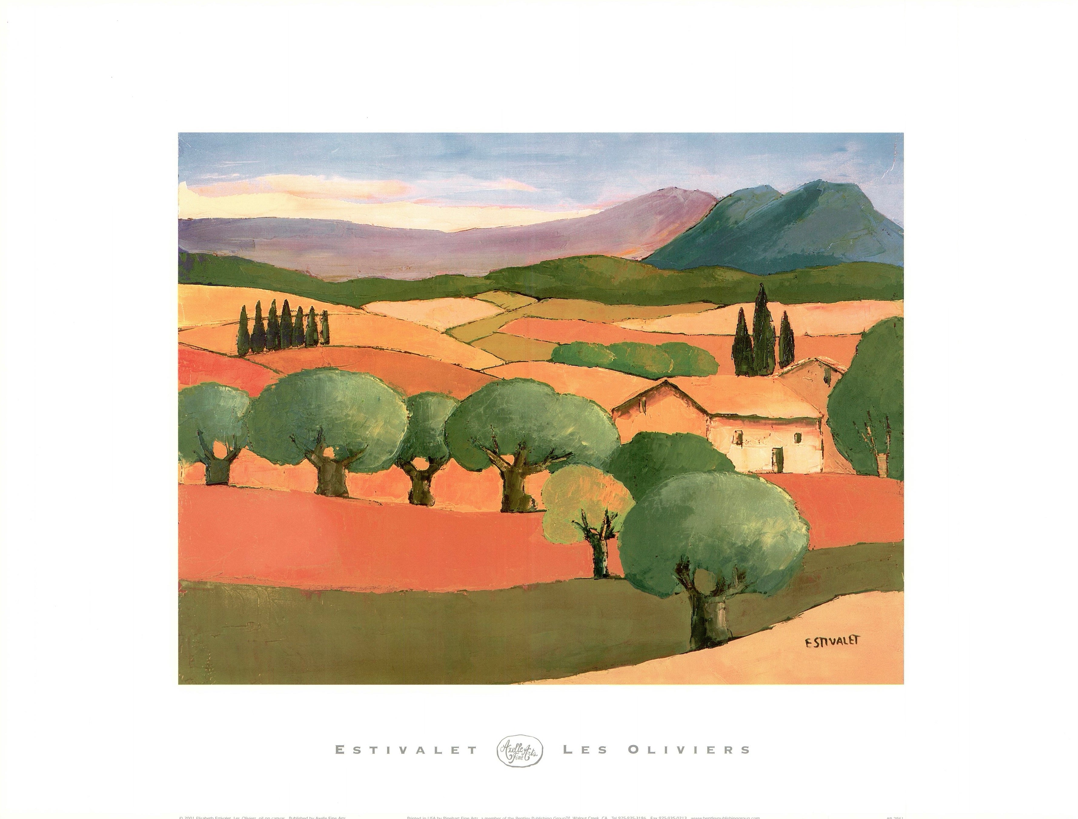 Les Oliviers by Elisabeth Estivalet - 18 X 24 Inches (Offset Lithograp ...