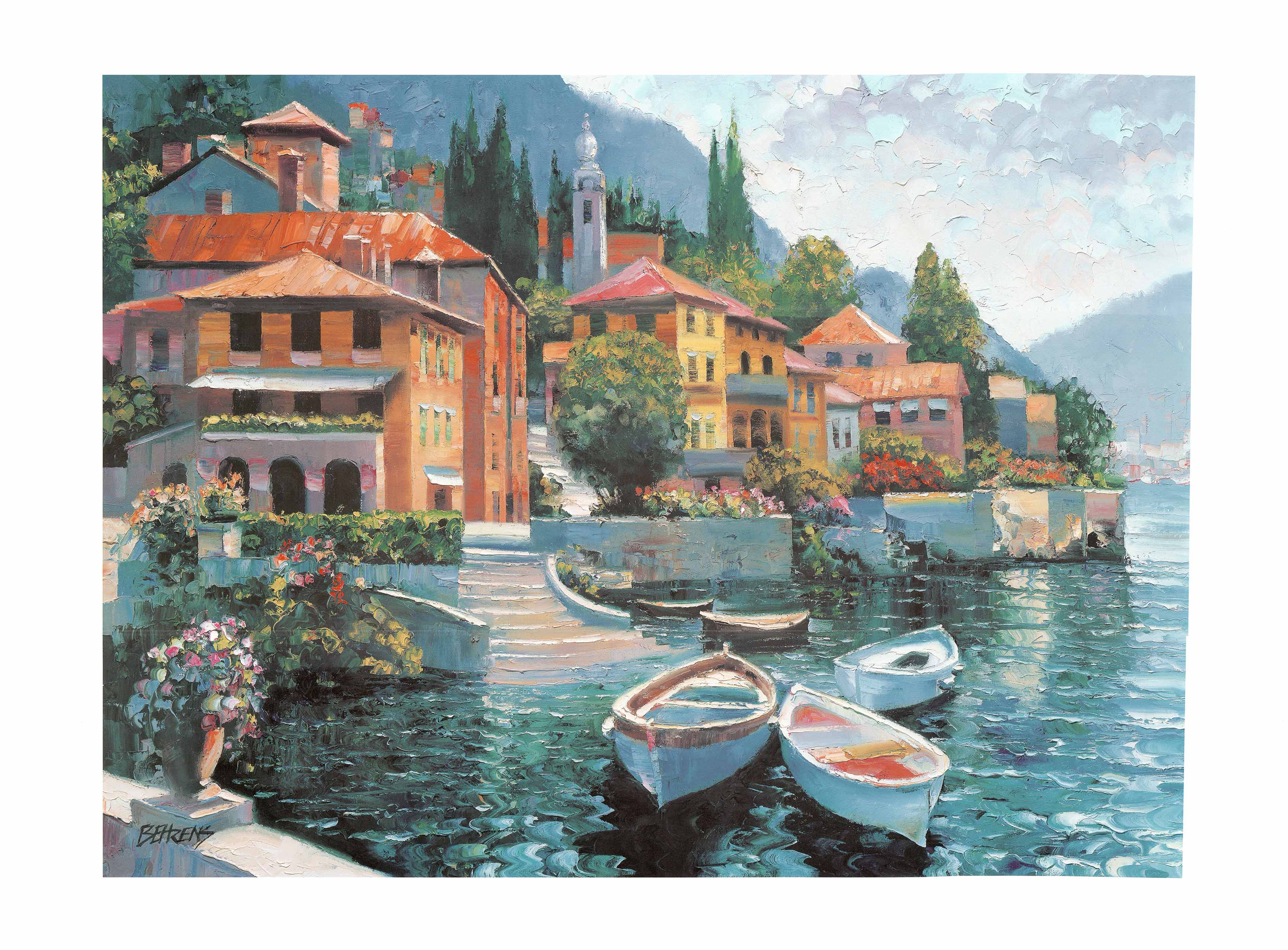 Lake Como Landing by Howard Behrens - 38 X 48 Inches (Art Print ...