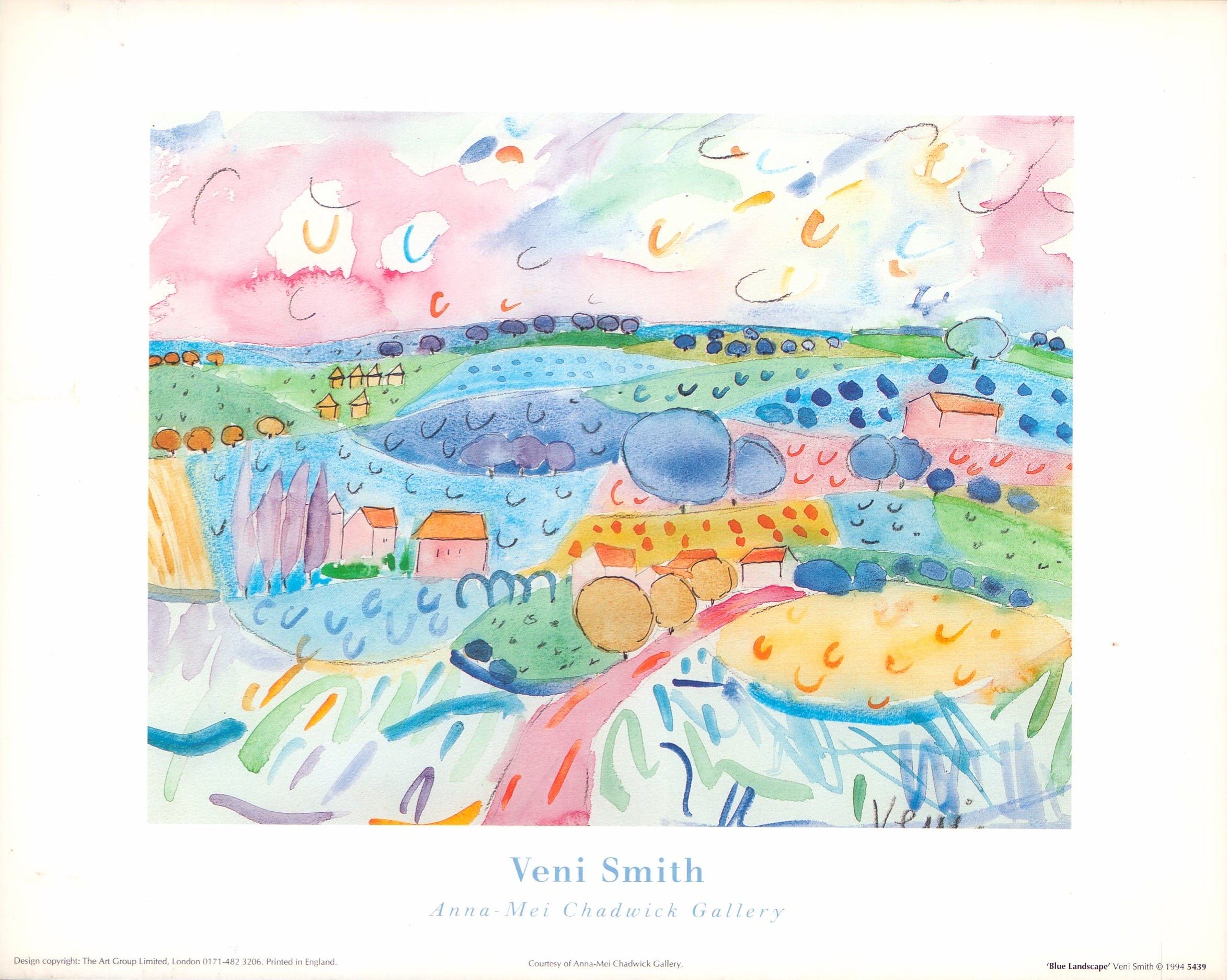 Blue Landscape, 1994 by Veni Smith - 10 X 12 Inches (Art Print ...