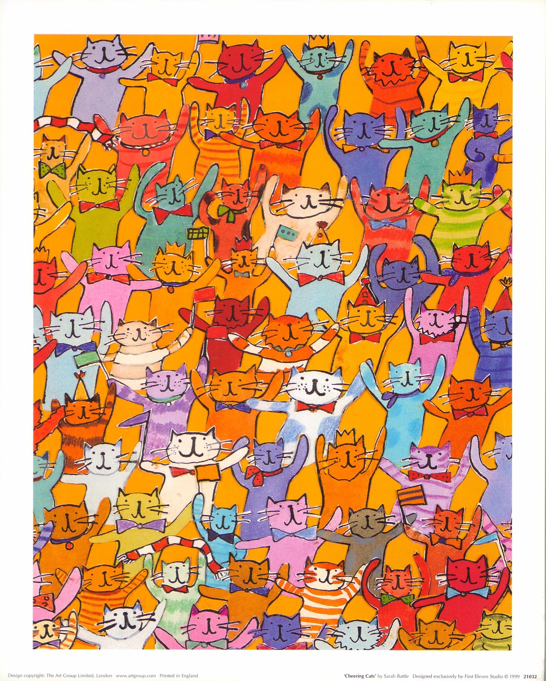 Cheering Cat, 1999 by Sarah Battle - 10 X 12 Inches (Art Print ...