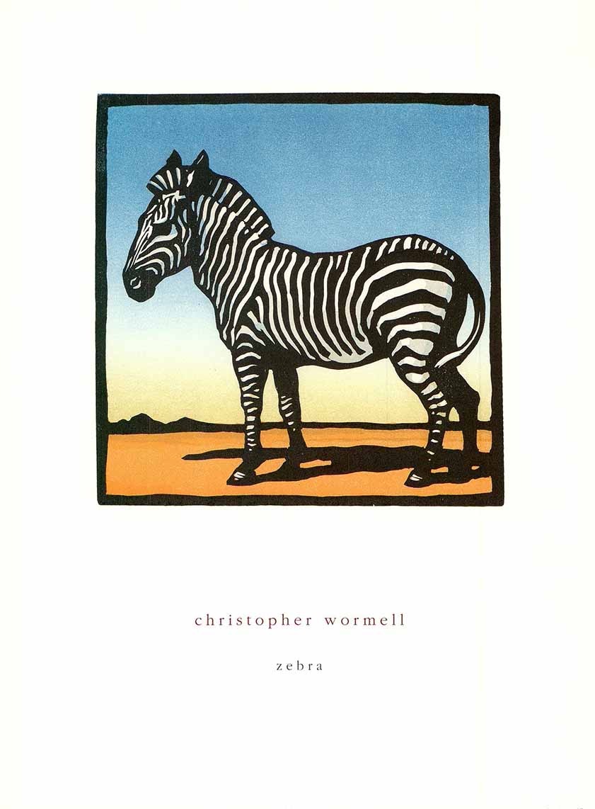 Zebra by Christopher Wormell - 12 X 16 Inches (Offset Lithograph ...