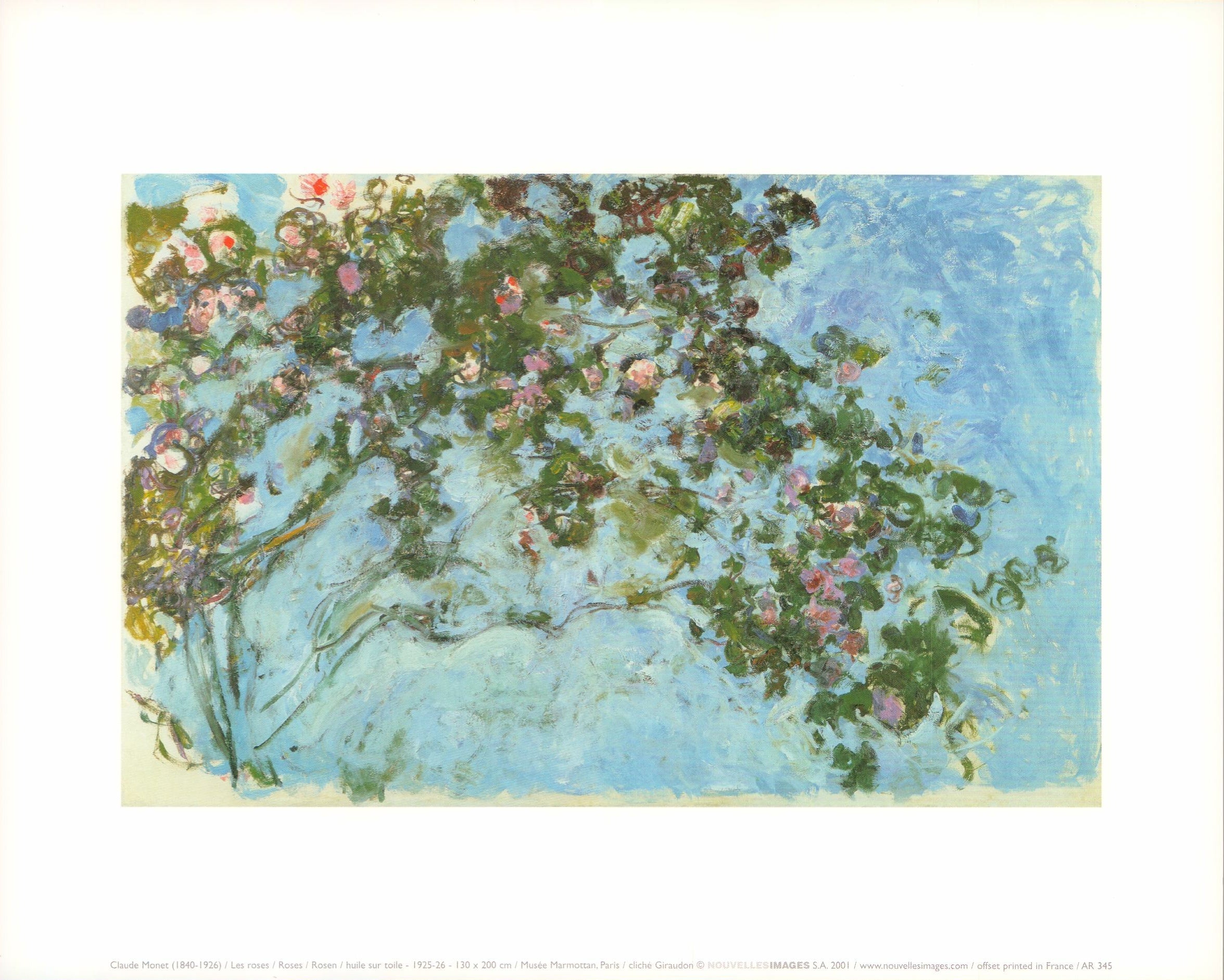 Roses, 1925-1926 by Claude Monet - 10 X 12 Inches (Offset Lithograph ...