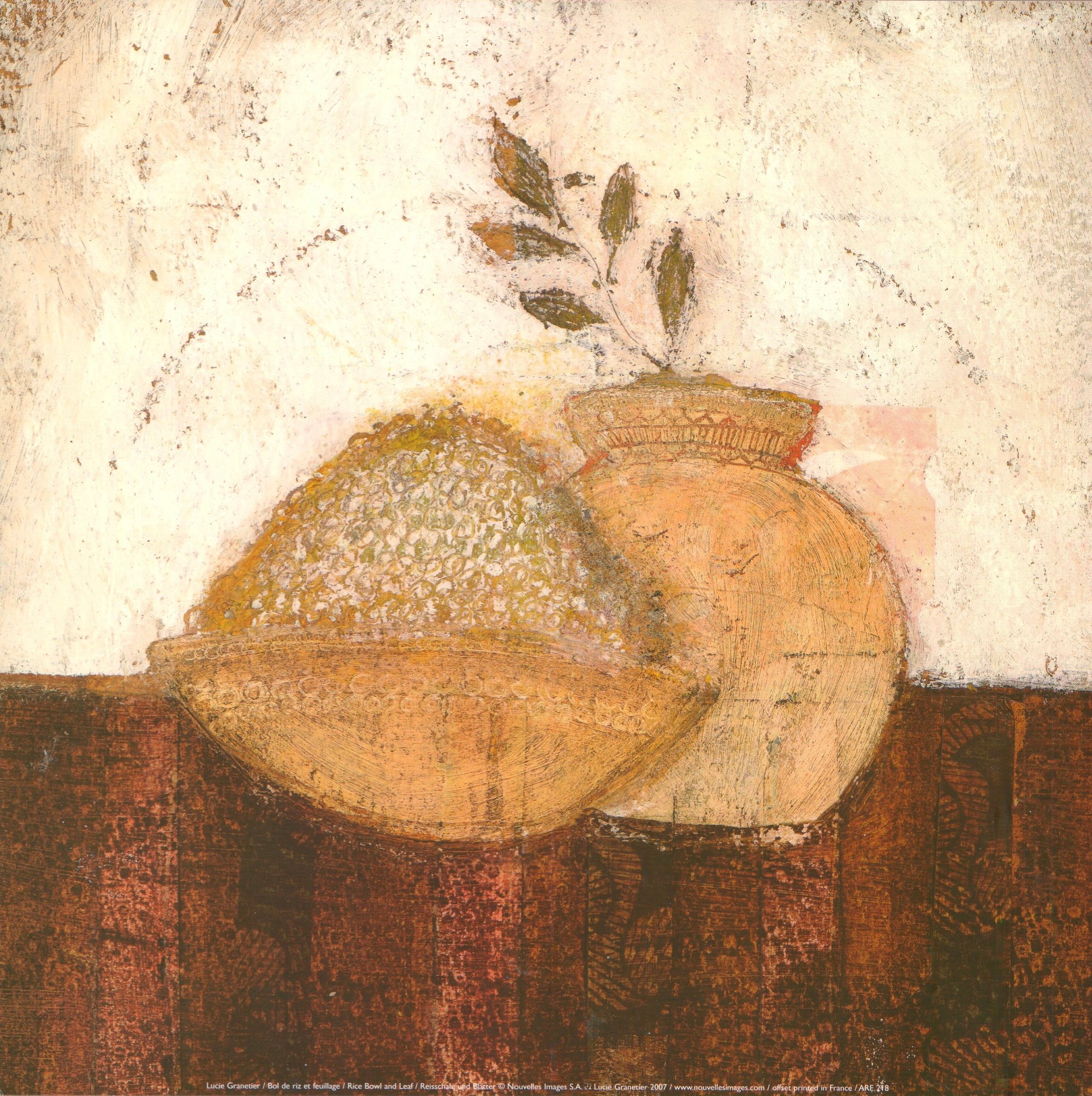 Rice Bowl and Leaf by Lucie Granetier - 12 X 12 Inches (Art Print ...