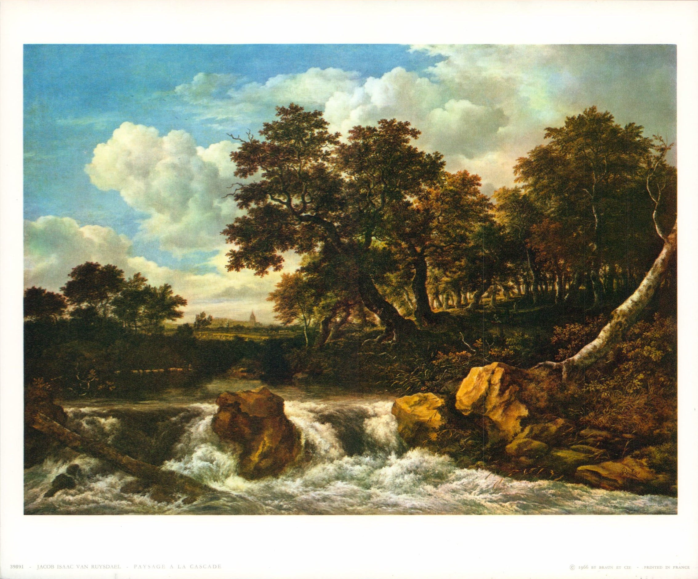 Landscape with Waterfall by Jacob Isaac Van Ruysdaël - 10 X 12 Inches ...