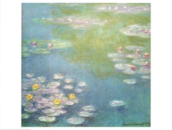 Water Lilies In Giverny, 1908 by Claude Monet - 24 X 32" (Art Print ...