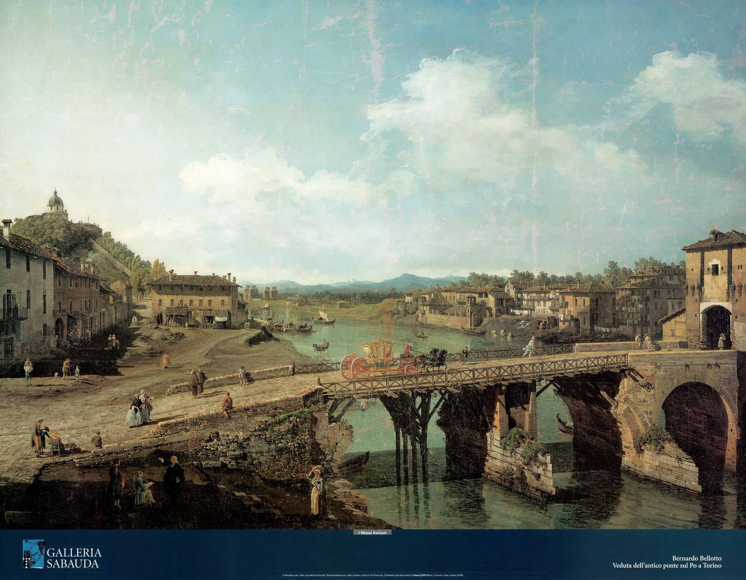 View of the Ancient Bridge over the Po in Turin by Bernardo Bellotto ...