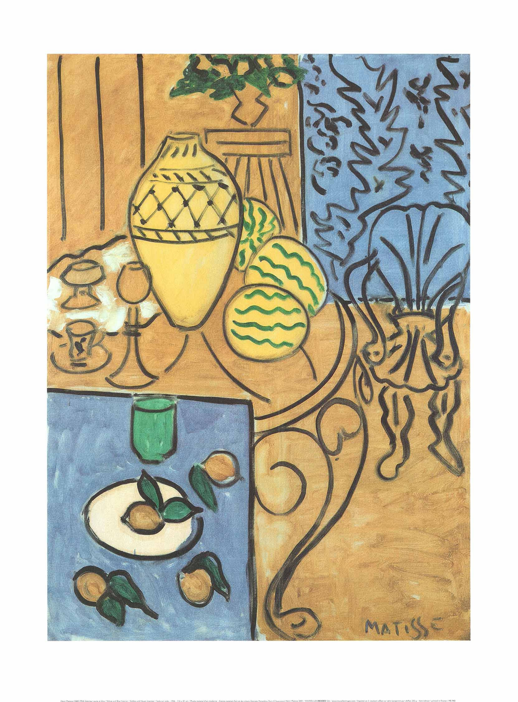 Yellow and Blue Interior, 1946 by Henri Matisse -24 X 32" (Silkscreen ...