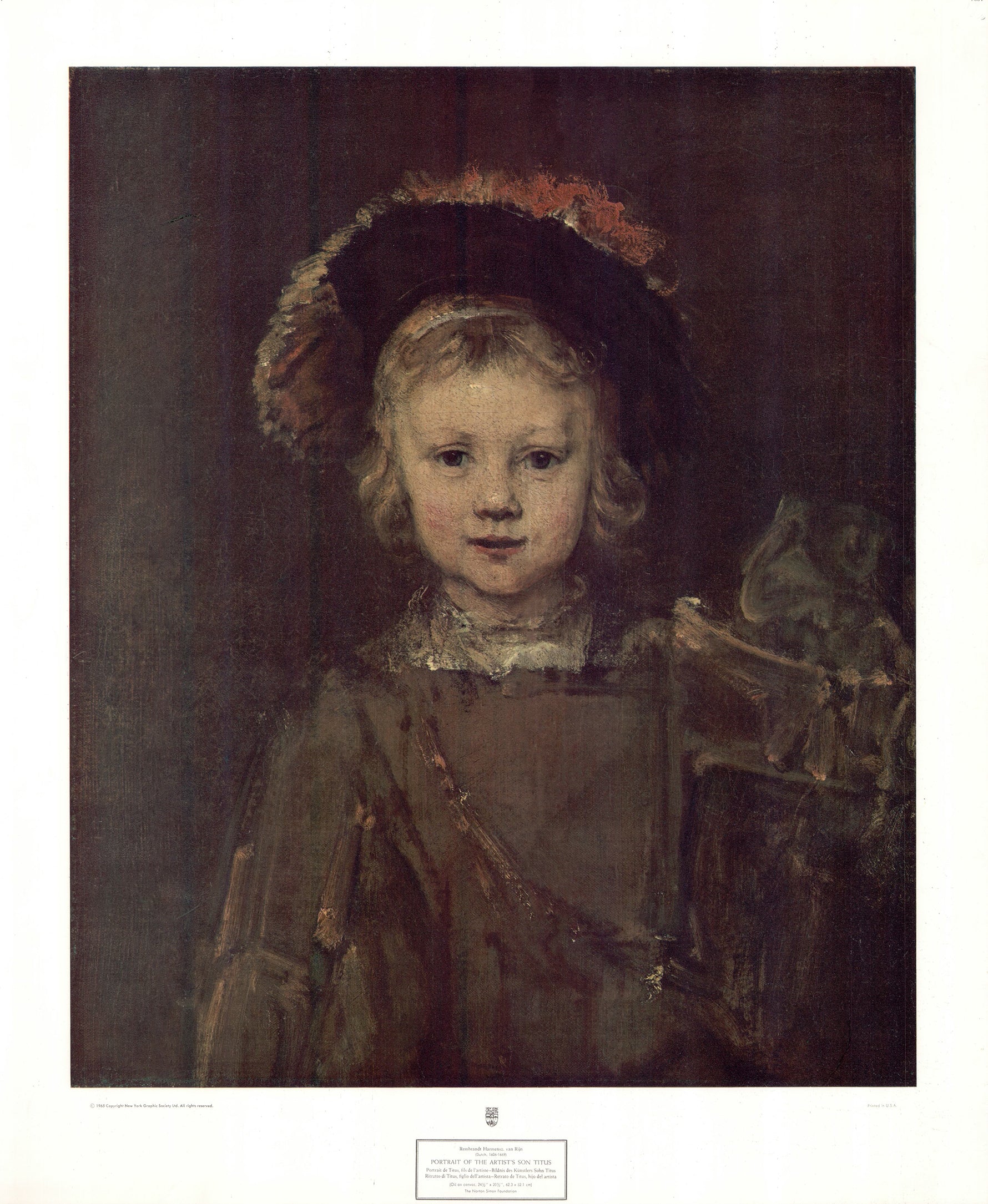 Portrait of the Artist's Son Titus by Rembrandt - 25 X 30" (Art Print ...