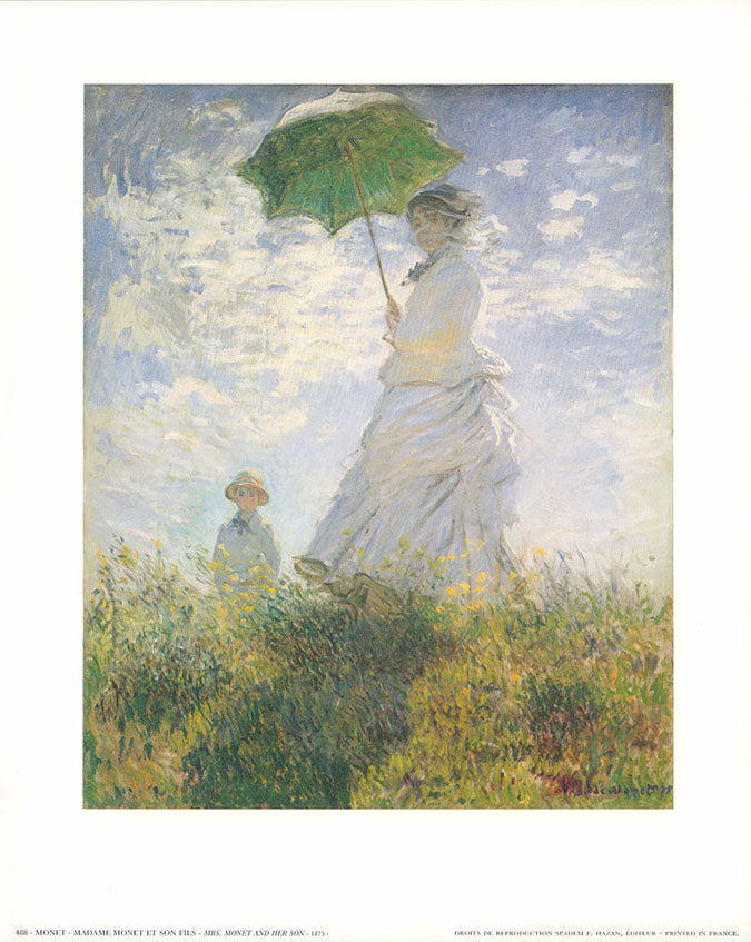 Mrs Monet and her son - 1875 by Claude Monet - 10 X 12 Inches (Art Pri ...
