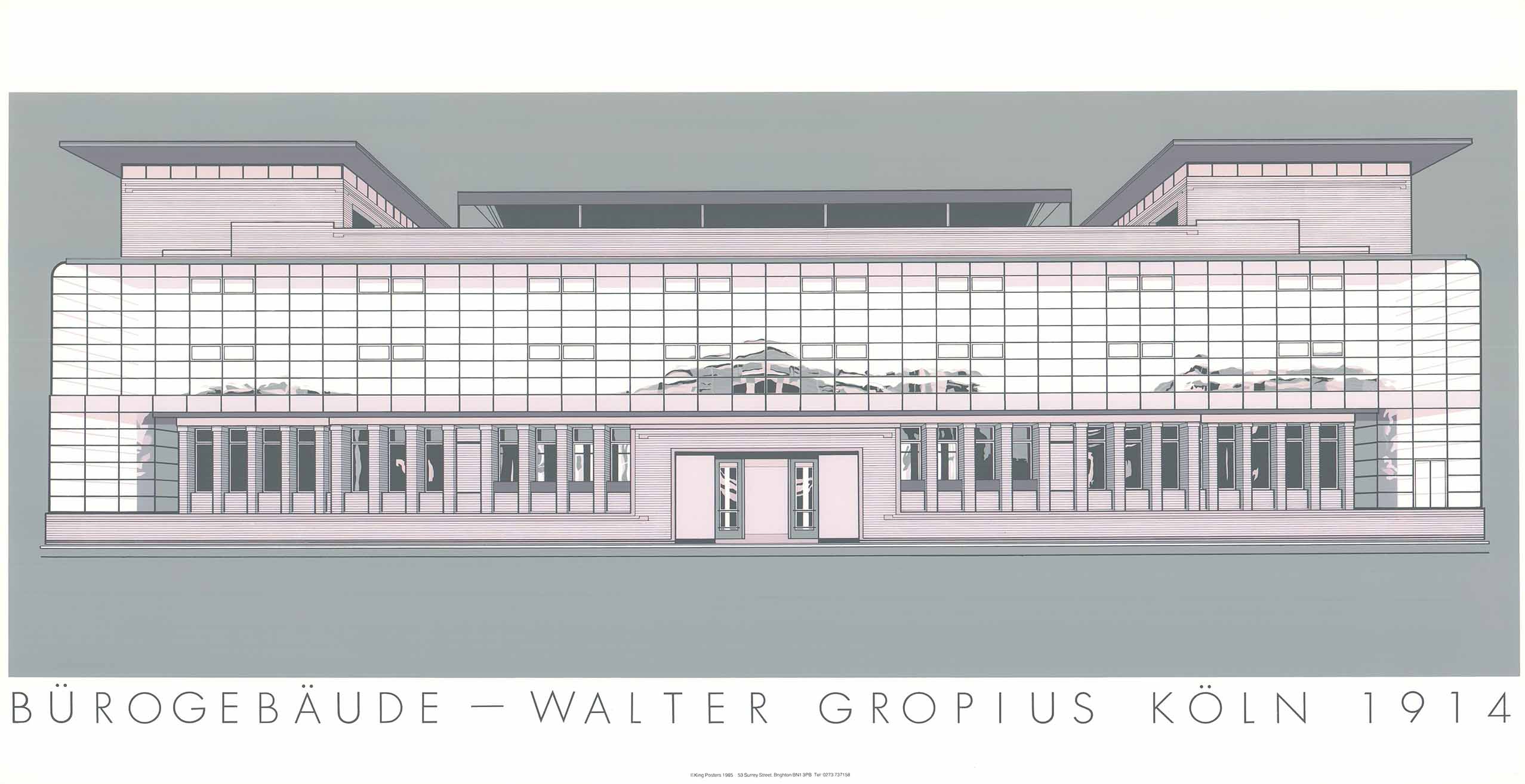 Building at Werkbund Exhibition, 1914 by Walter Gropius - 19 X 36 Inch ...