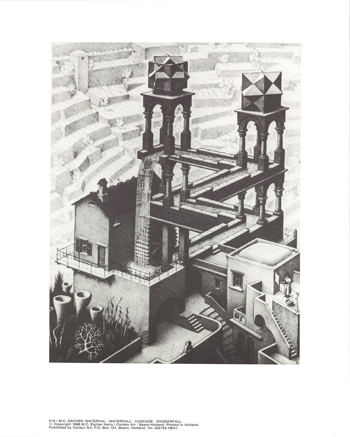 Waterfall, 1988 by M. C. Escher - 10 X 12 Inches (Offset Lithograph ...